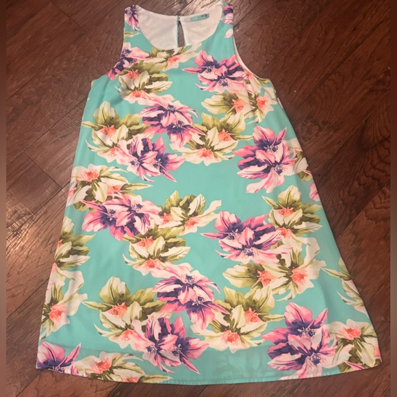 P.S. Kate | Dresses | Tropical Floral Mini Dress Turquoise And Pink ...